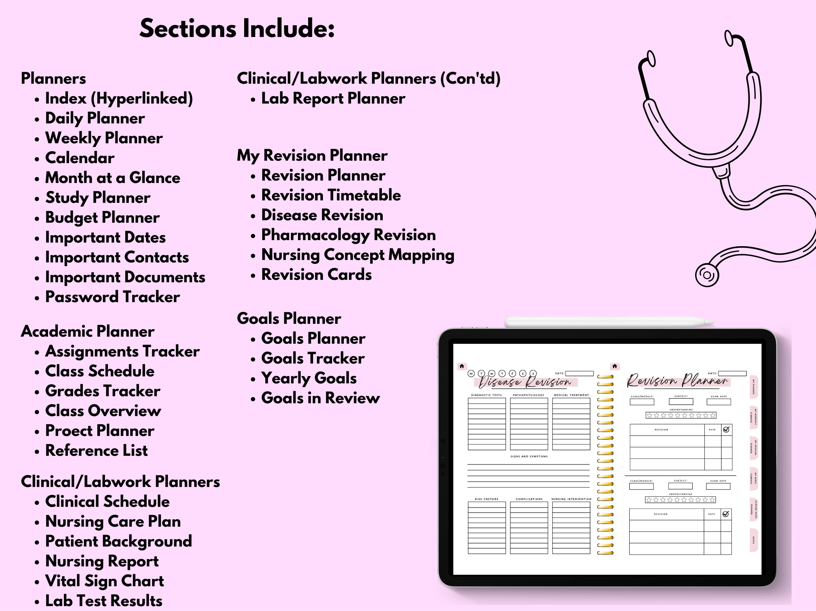 Ultimate Nursing Student Digital Planner: Comprehensive Study, Clinical ...