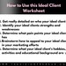 Ideal Client Worksheet, Business Planning, Attracting Clients, Finding ...