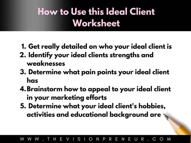 Ideal Client Worksheet: Business Planning Template (printable PDF ...