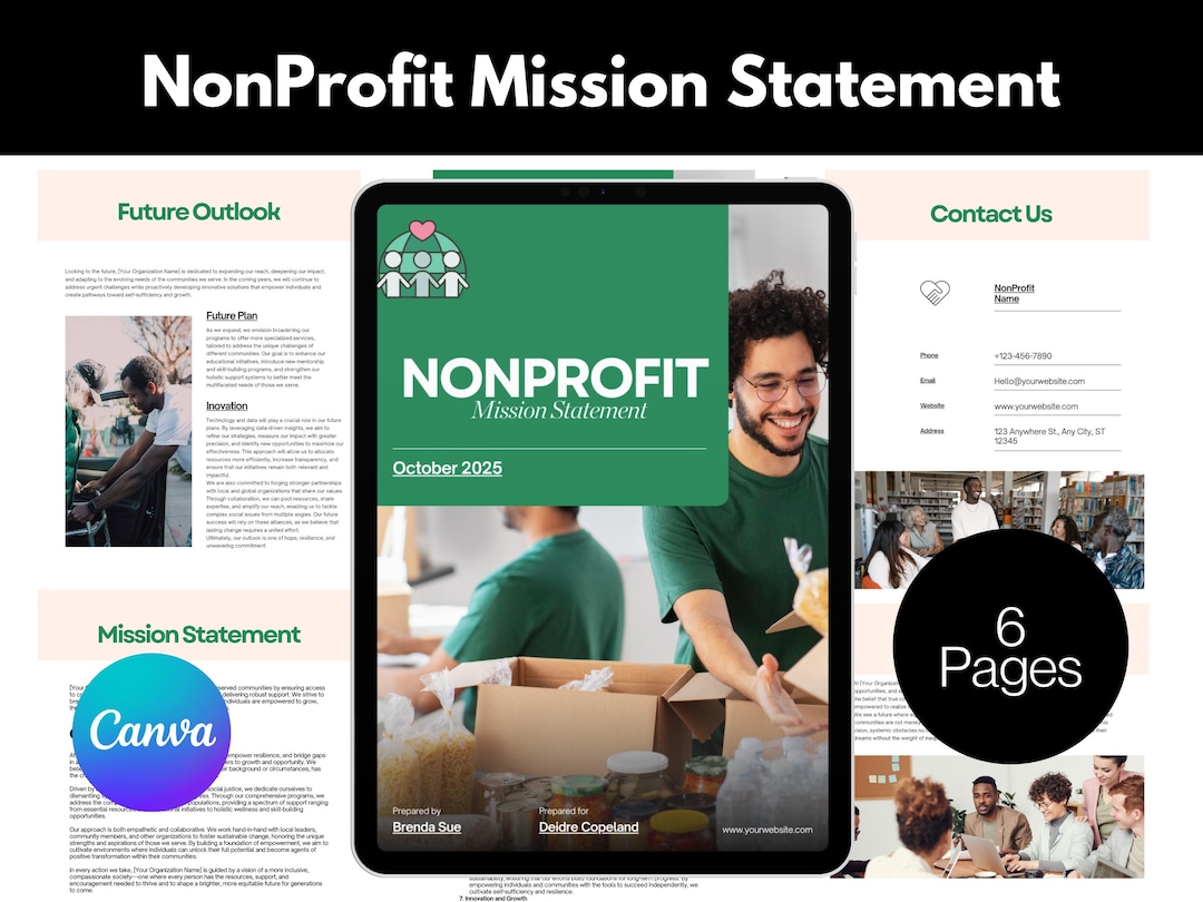 Nonprofit Mission Statement Template | Editable Canva Template for ...