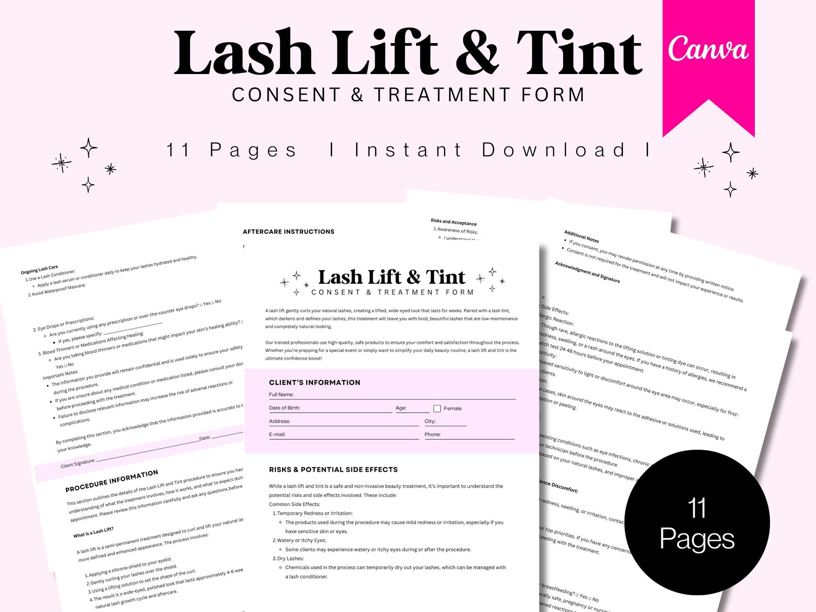 Lash Lift & Tint Consent Forms: Editable Canva Templates (PDF Available ...