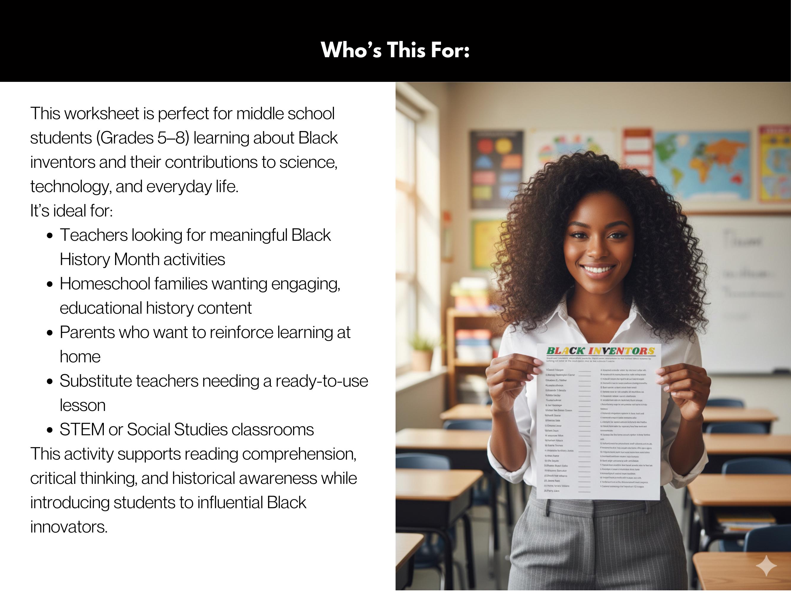 Black History Month Worksheet | Black Inventors Matching Activity ...