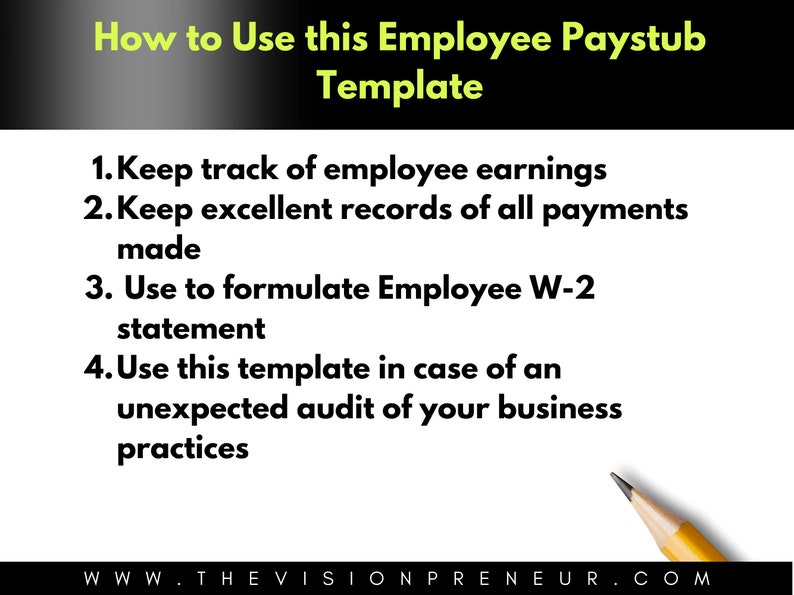 Employee Pay Stub, Pay Stub Template, Editable Pay Stub, Payroll Check ...