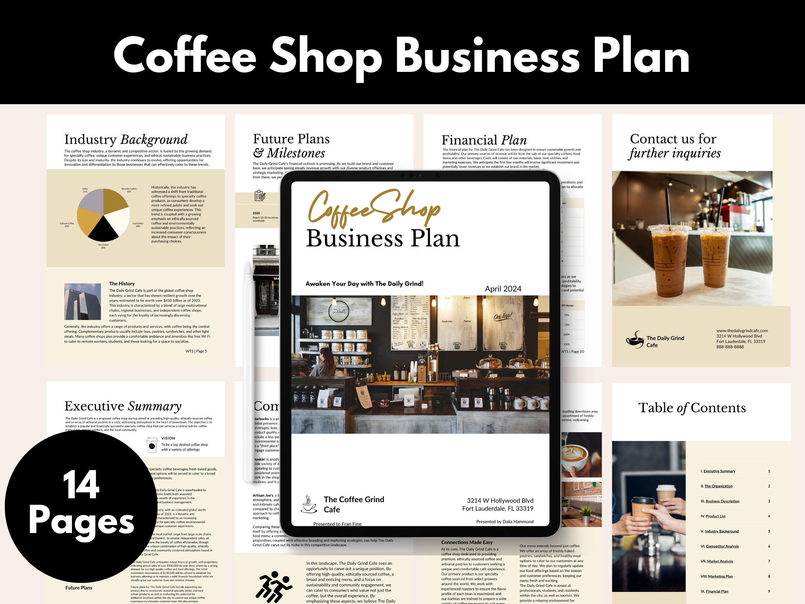 Coffee Shop Business Plan Template: Editable Cafe Guide (canva Template ...
