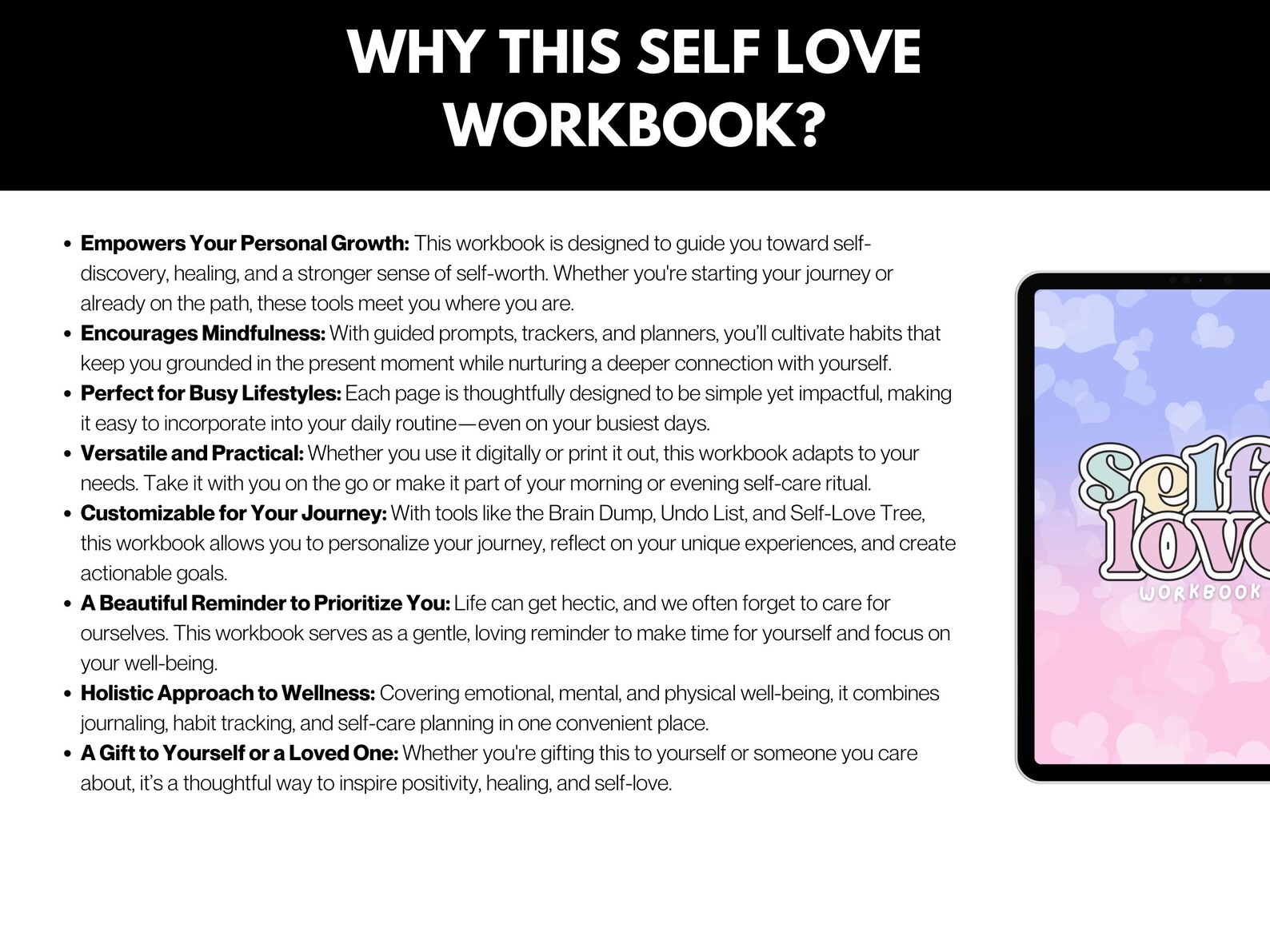 Self-love Workbook PDF: Mindfulness Journal, Self-care Planner (digital ...