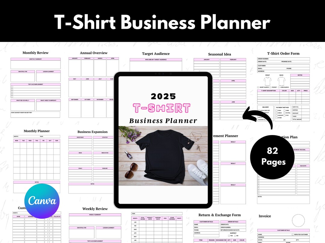 2025 T-shirt Business Planner: Editable Canva Template (PDF) - Etsy