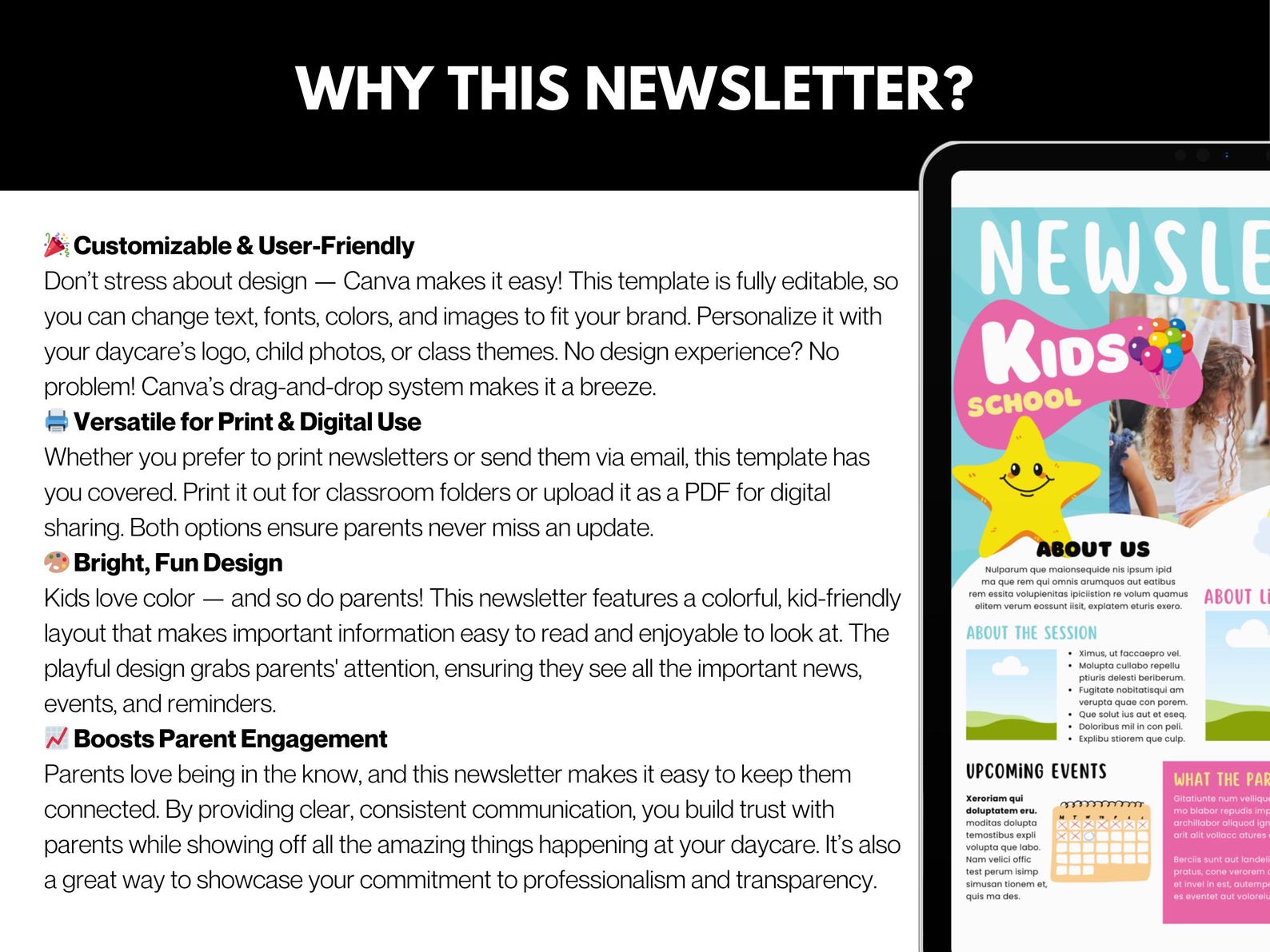 Daycare Newsletter Template: Editable Canva Design for Parent ...