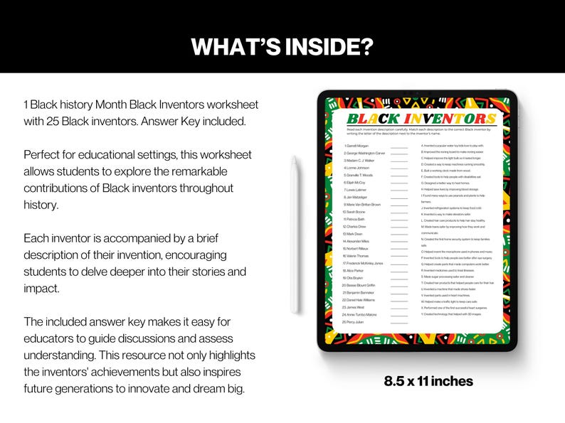 Black History Month Worksheet | Black Inventors Matching Activity ...