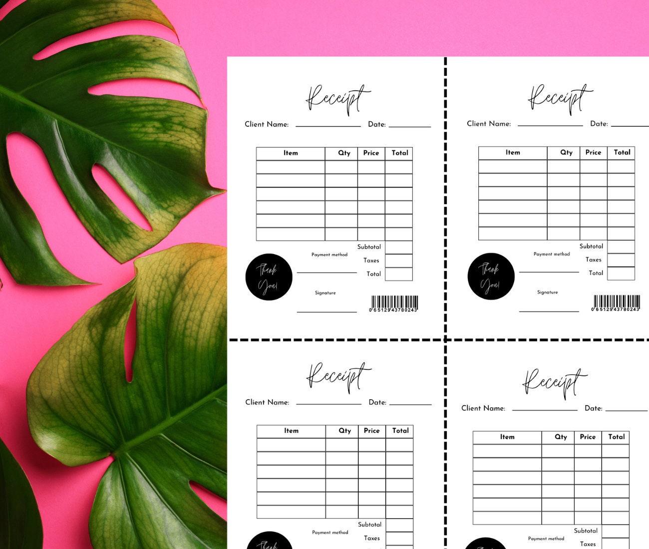 Receipt Template I Editable Receipt Template I Beauty Salon Receipt I ...