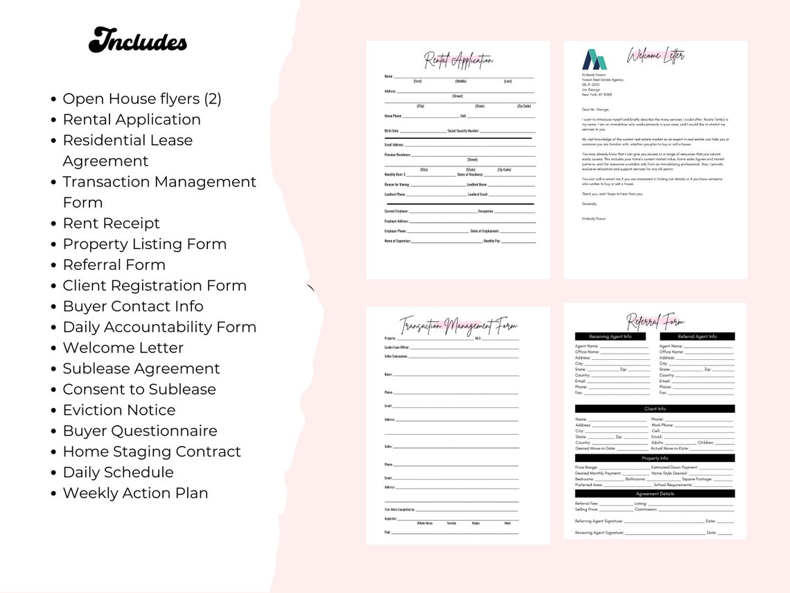 Real Estate Agent Kit: Editable Forms & Templates (digital Download) - Etsy