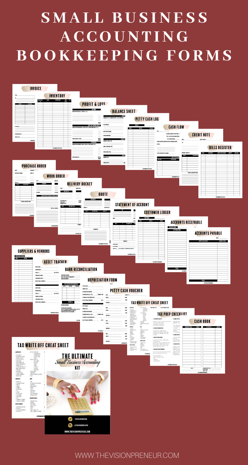 Small Business Accounting Kit// Bookkeeping Forms// Balance - Etsy