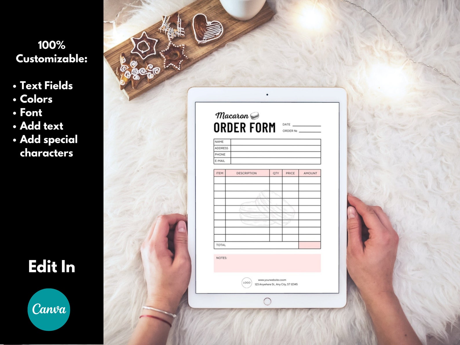 Macaron Order Form// Home Bakery Forms// Bakery Forms// Bakery Business ...