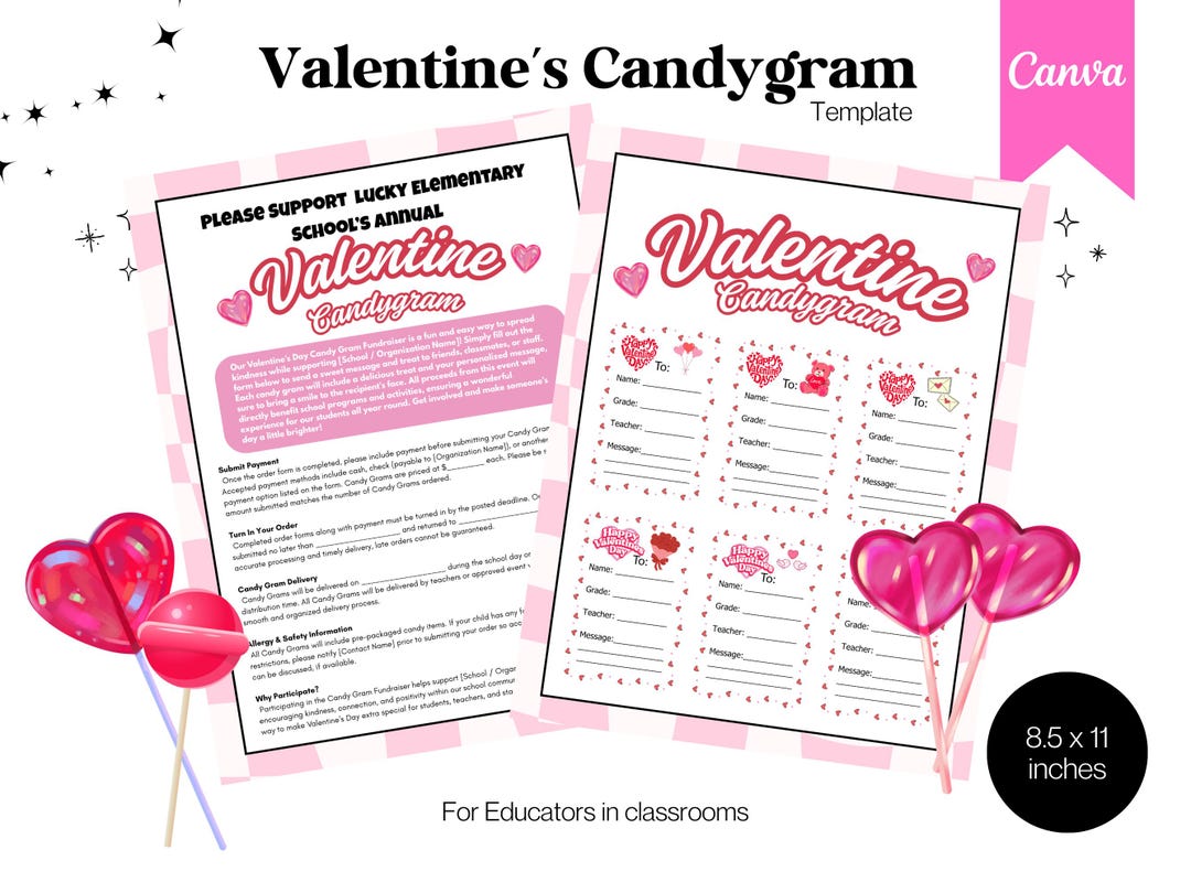 Valentines Day Candy Gram, Valentine's Day Candy Gram PTO, Valentine ...