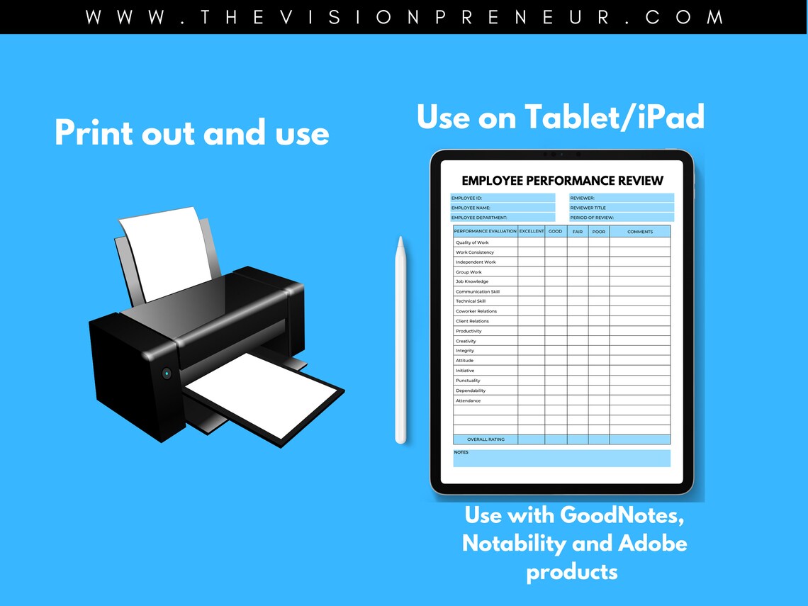 Employee Performance Review Template: HR Evaluation (canva, Digital ...