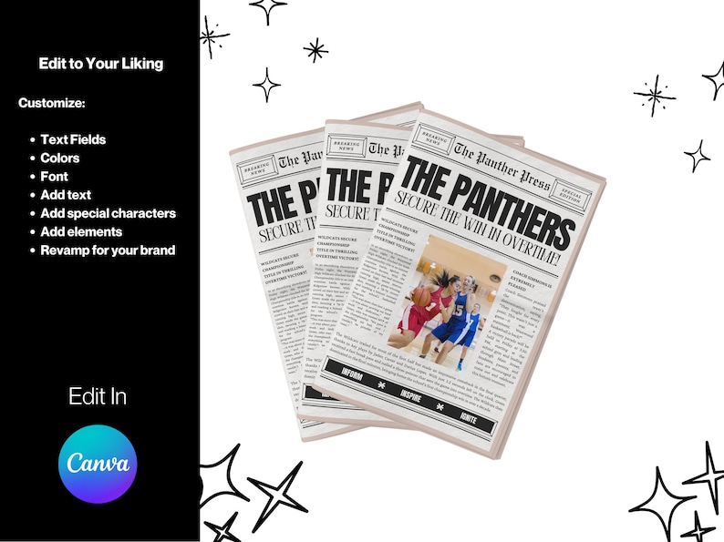Editable High School Newspaper Template: Canva Student Newsletter ...
