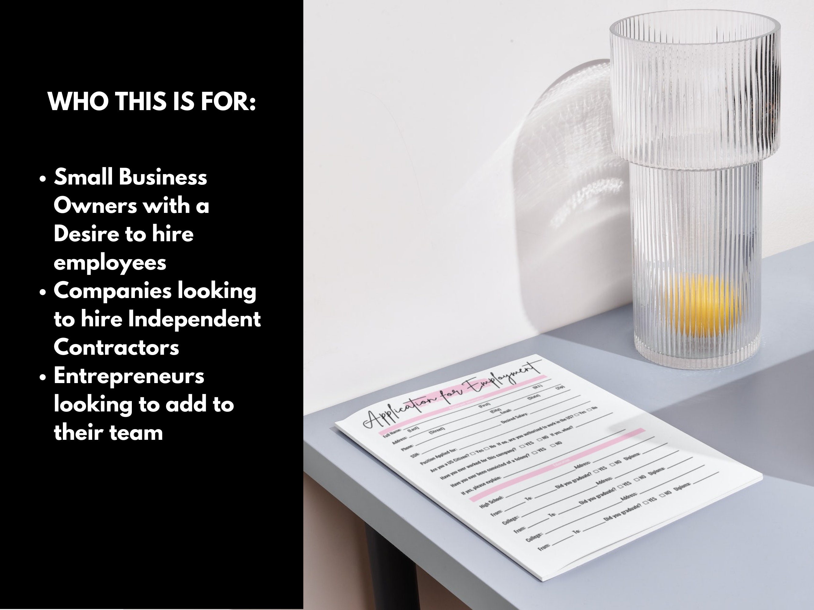 Small Business Employment Application Template: Printable PDF Form (8 ...