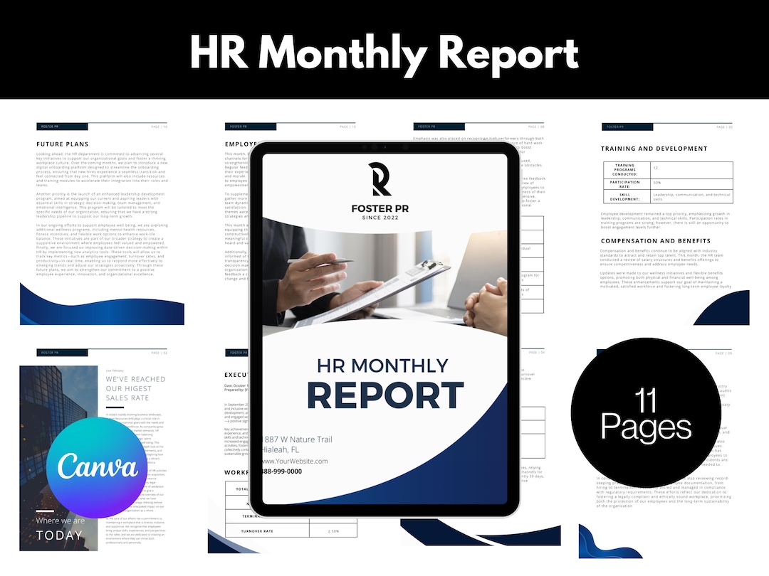 HR Monthly Report Template: Customizable Workforce Management (canva ...
