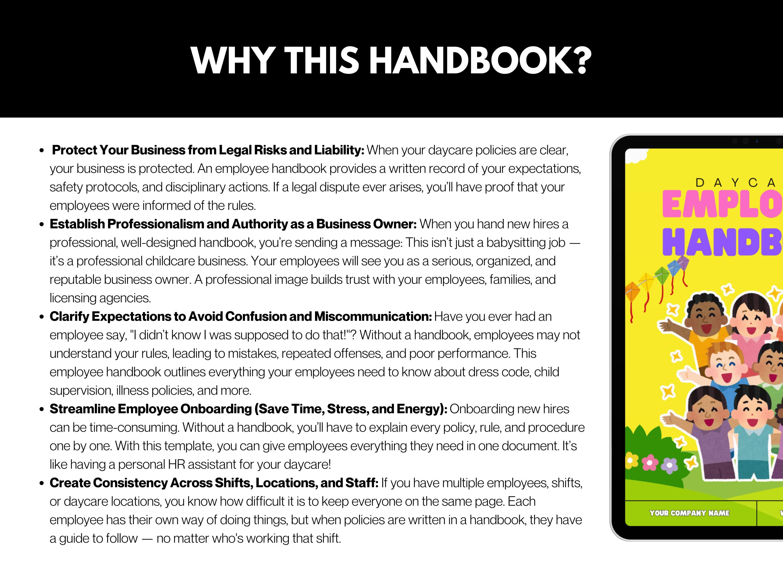 Editable Daycare Employee Handbook Template: Childcare Policies (canva ...