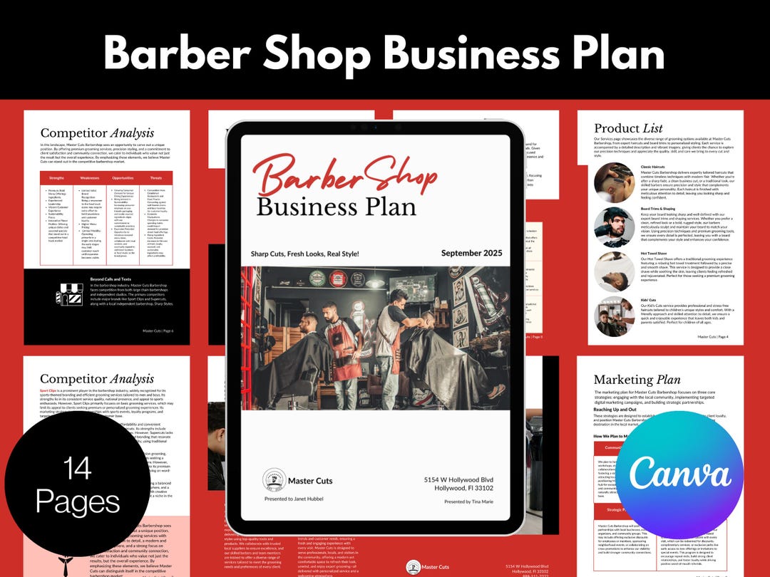 Barbershop Business Plan Template: Editable Investor Guide (instant ...