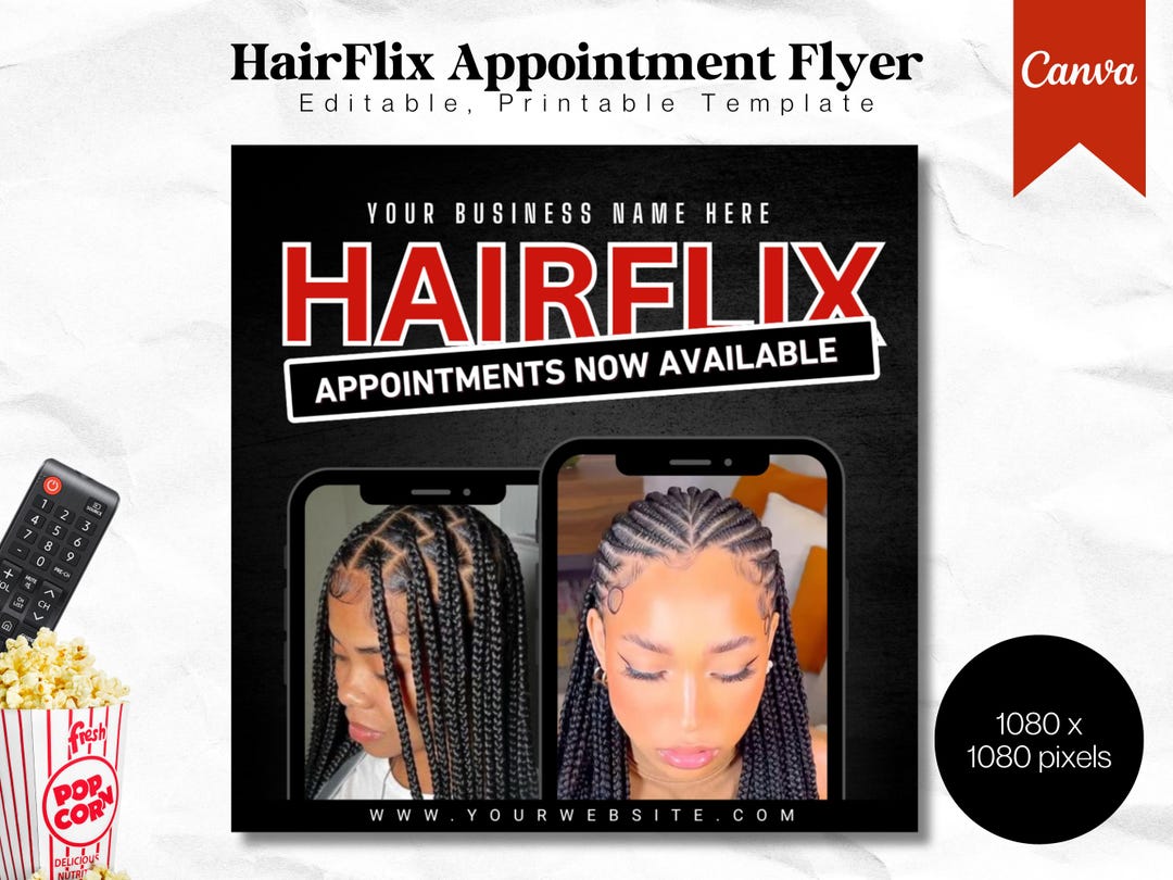 Hairflix Salon Flyer Template: Editable Hair Stylist Marketing (digital ...