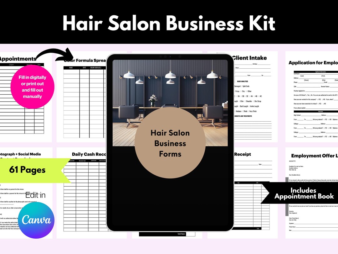 Hair Salon Business Forms Kit: Client, Employee, & Operations ...