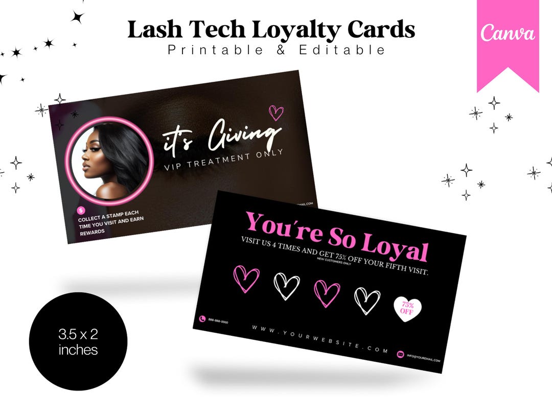 Editable Lash Tech Loyalty Card Template: Canva Client Rewards (digital ...