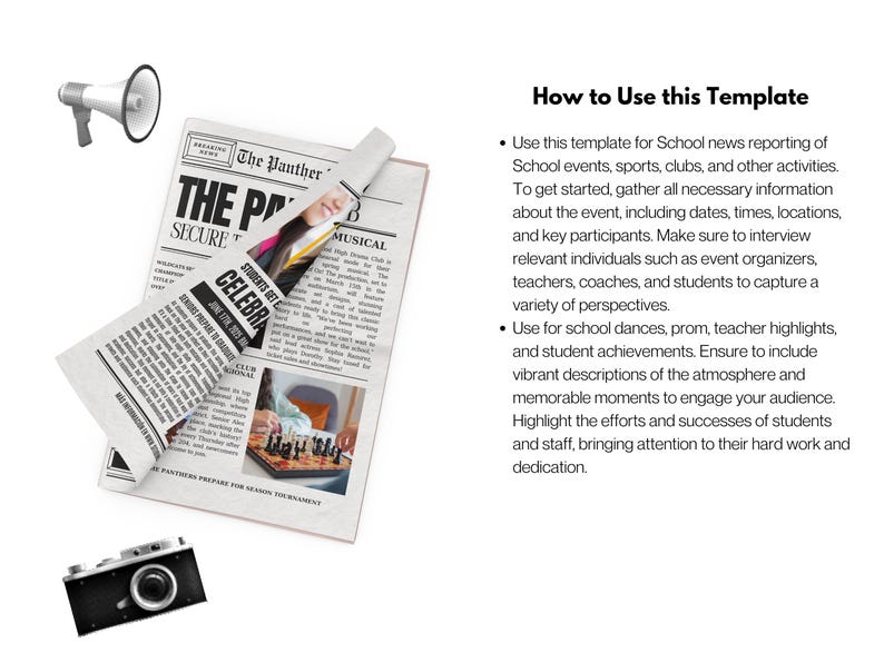 Editable High School Newspaper Template: Canva Student Newsletter ...