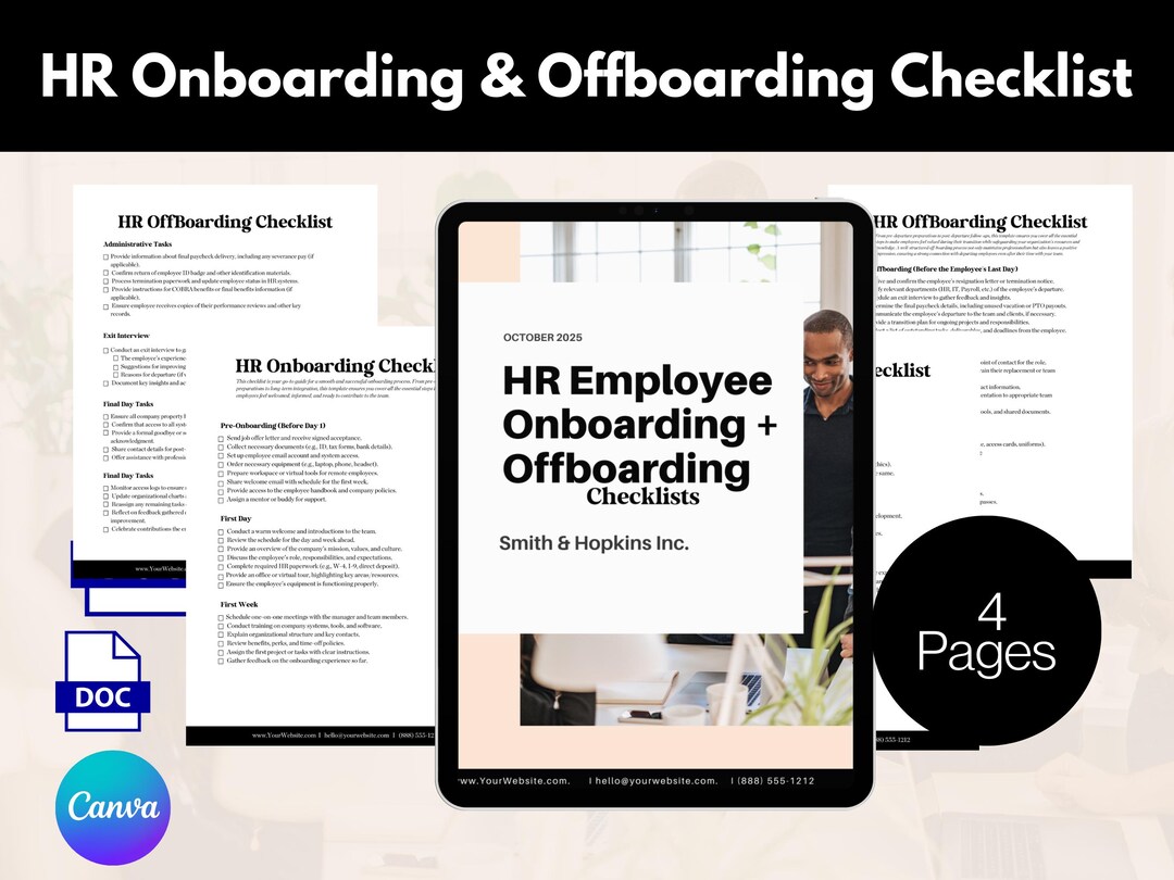 HR Onboarding & Offboarding Checklist Templates: Editable Employee ...