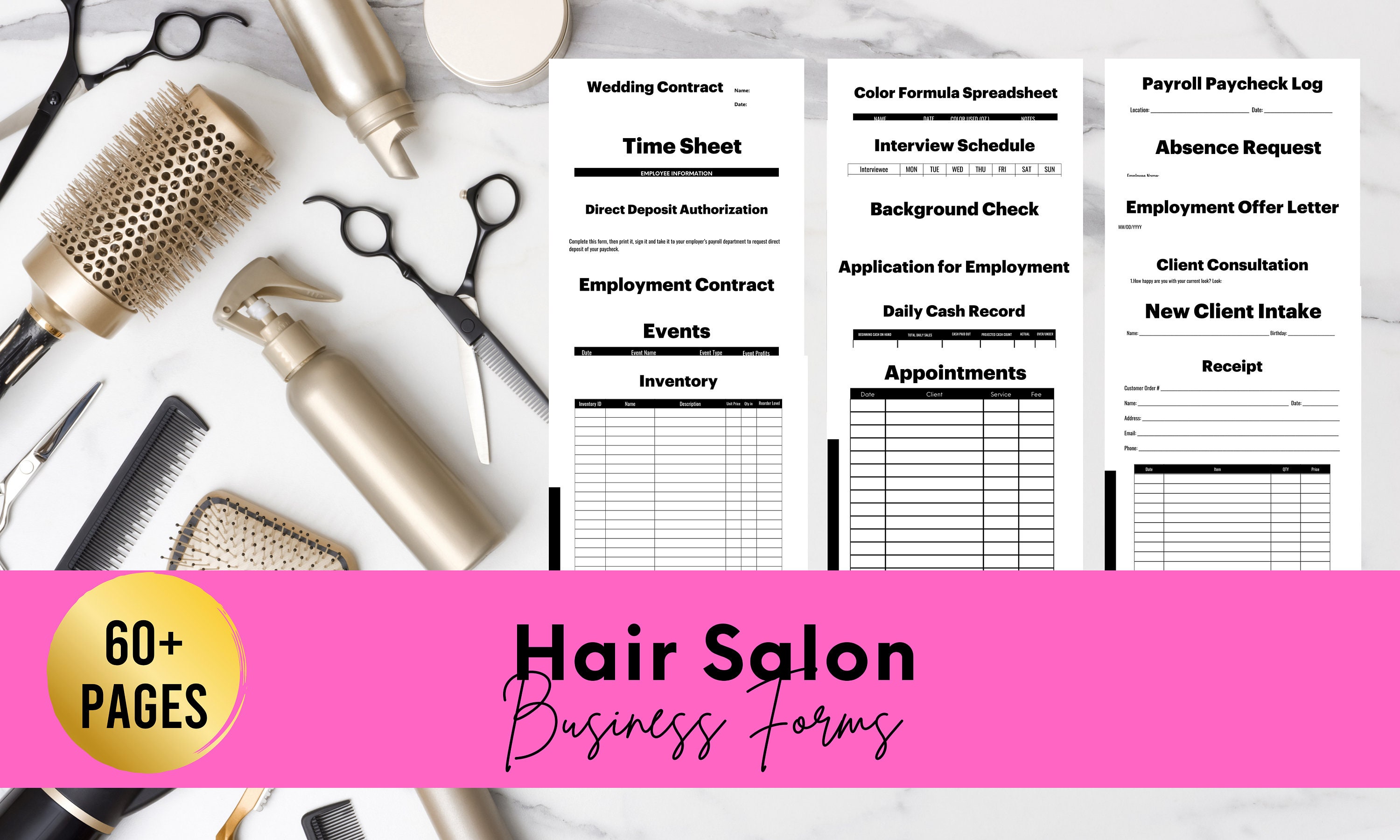 Hair Salon Business Forms// Hair Salon Employee Forms// Hair Salon ...