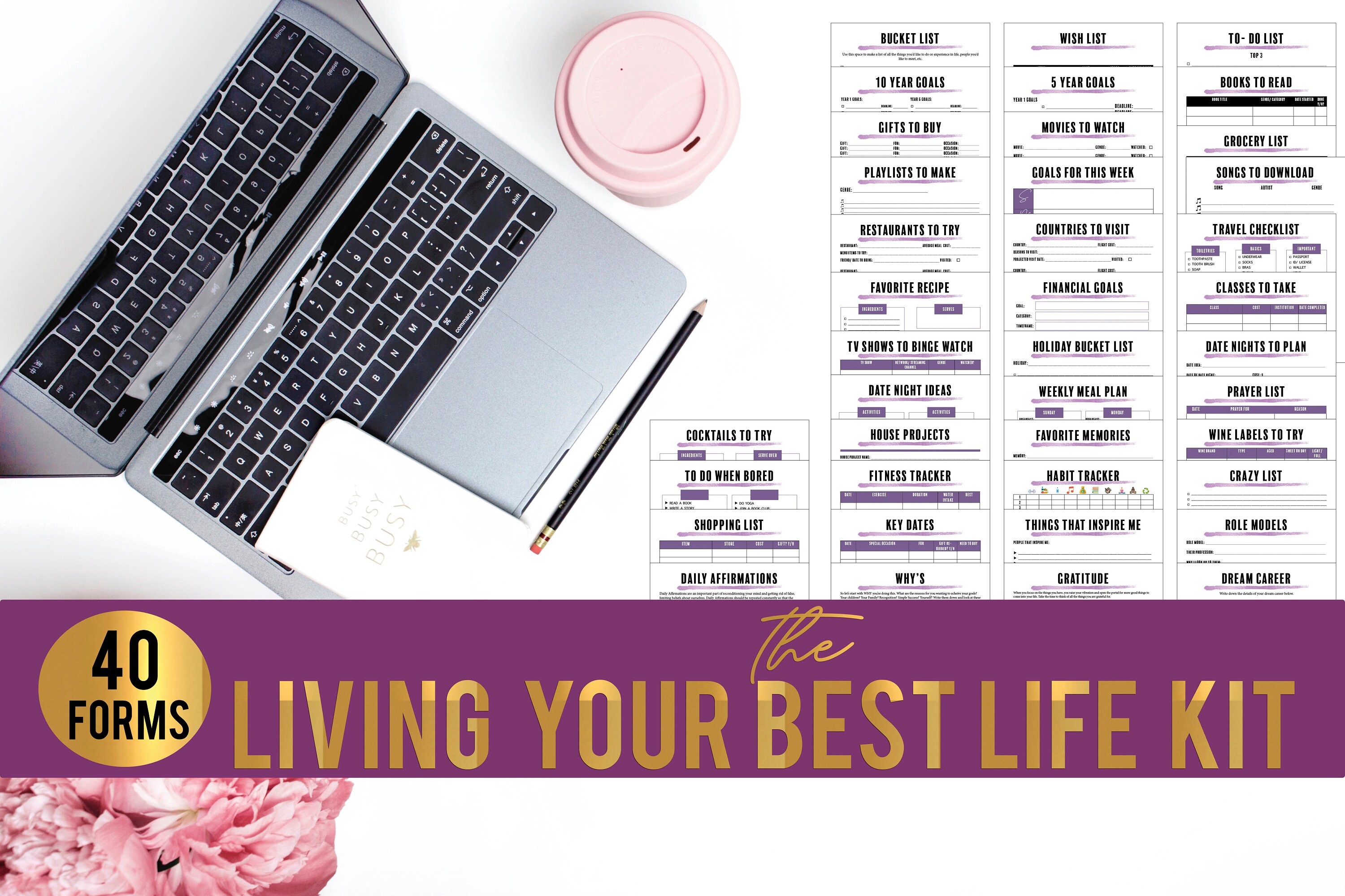 Living Your Best Life Kit// Life Planner// Printable Planner// Bucket ...