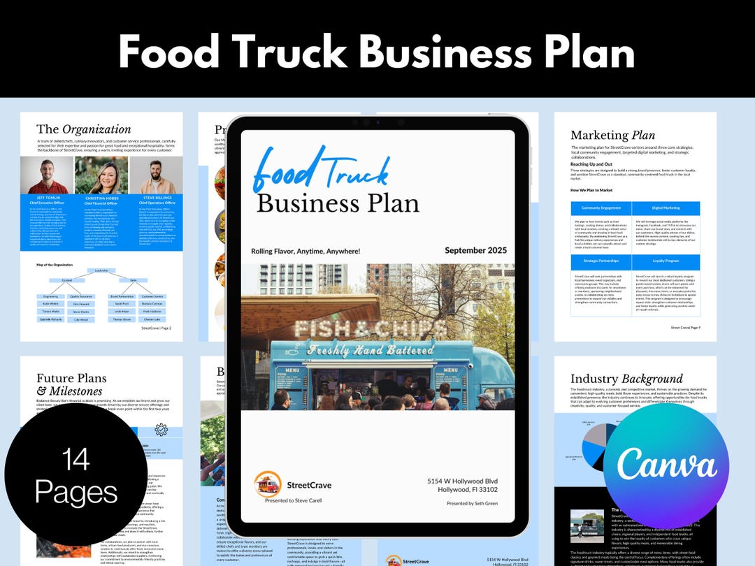 Food Truck Business Plan Template: Editable Investor Guide - Etsy