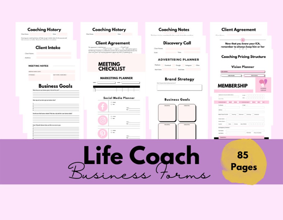 Life Coach Business Kit: Editable Forms & Contracts (85 Pages) - Etsy