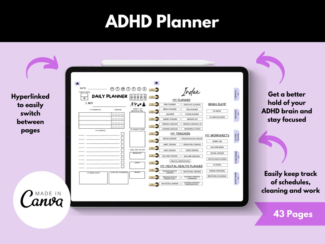 ADHD Digital Planner – Life Organizer, Adhd-friendly Daily/weekly ...