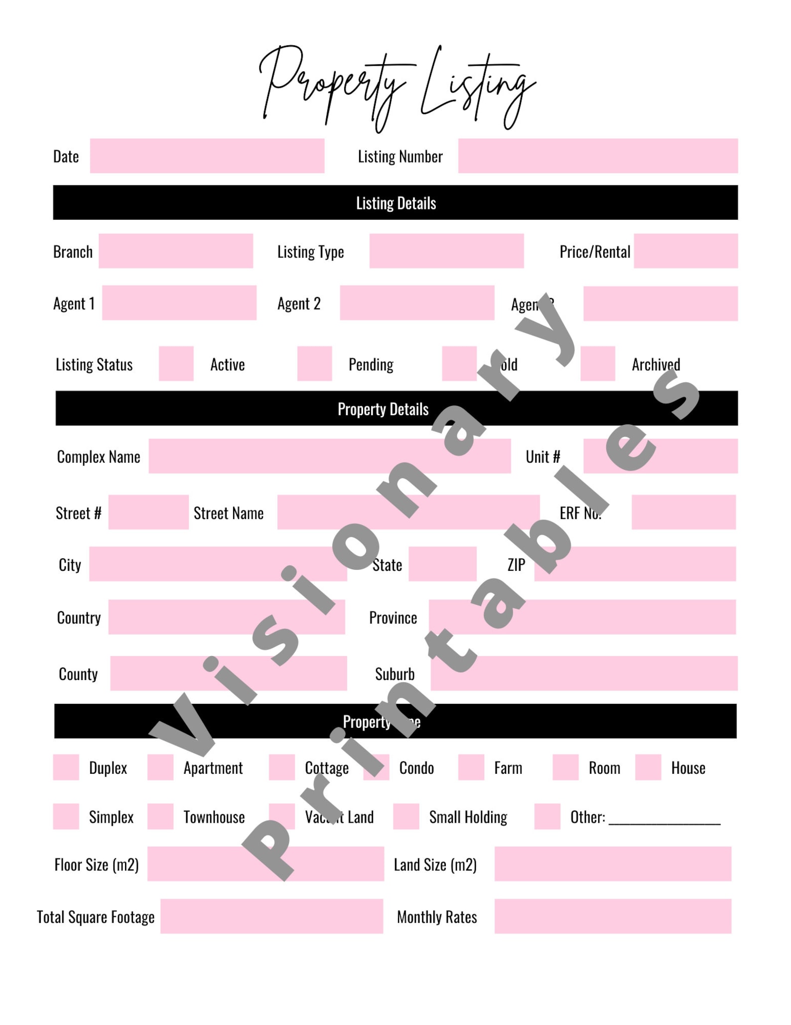 Real Estate Agent Kit// Real Estate Forms// Property Listing// | Etsy