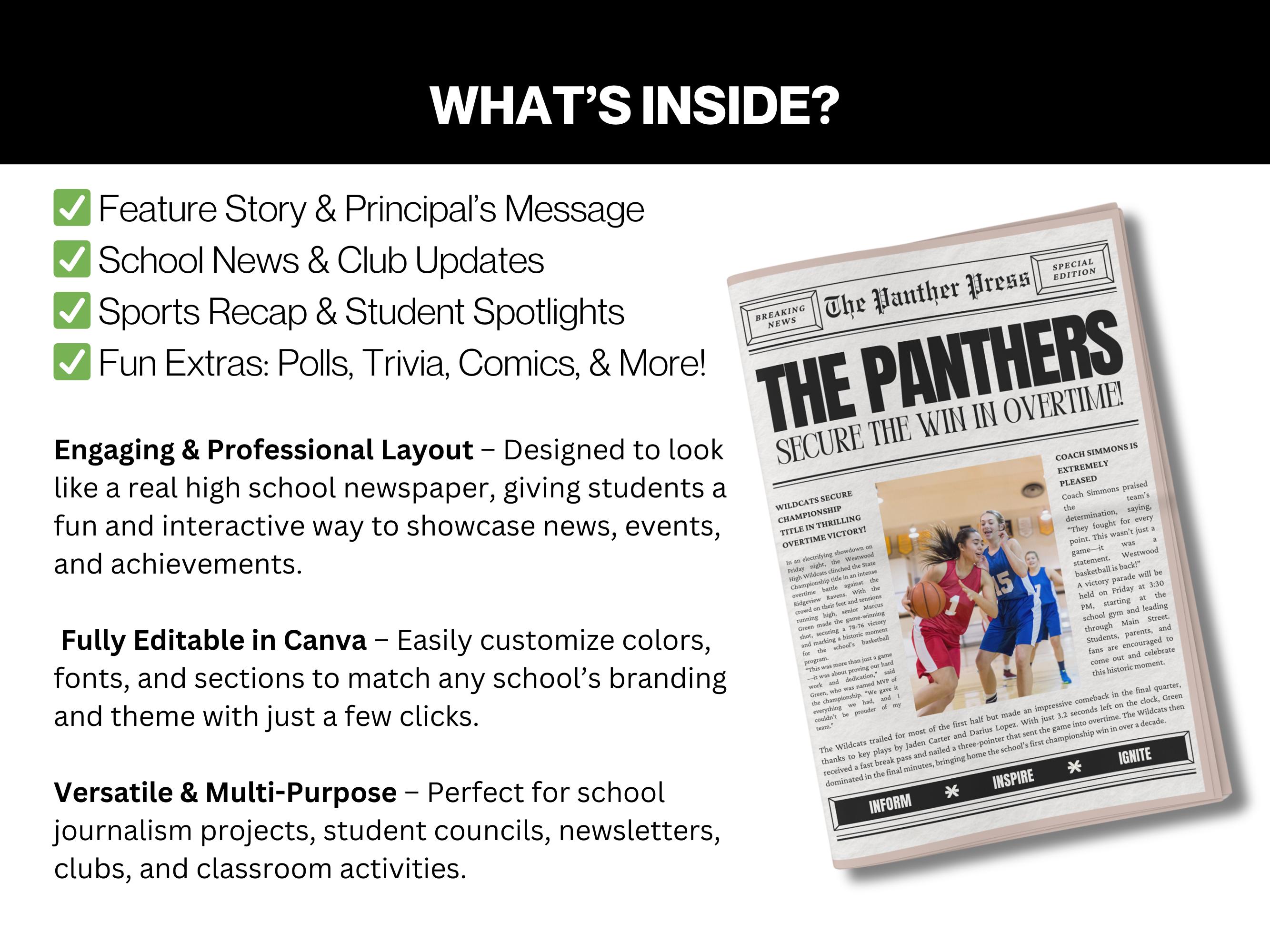 High School Newspaper Template | Editable School Newsletter | Canva ...