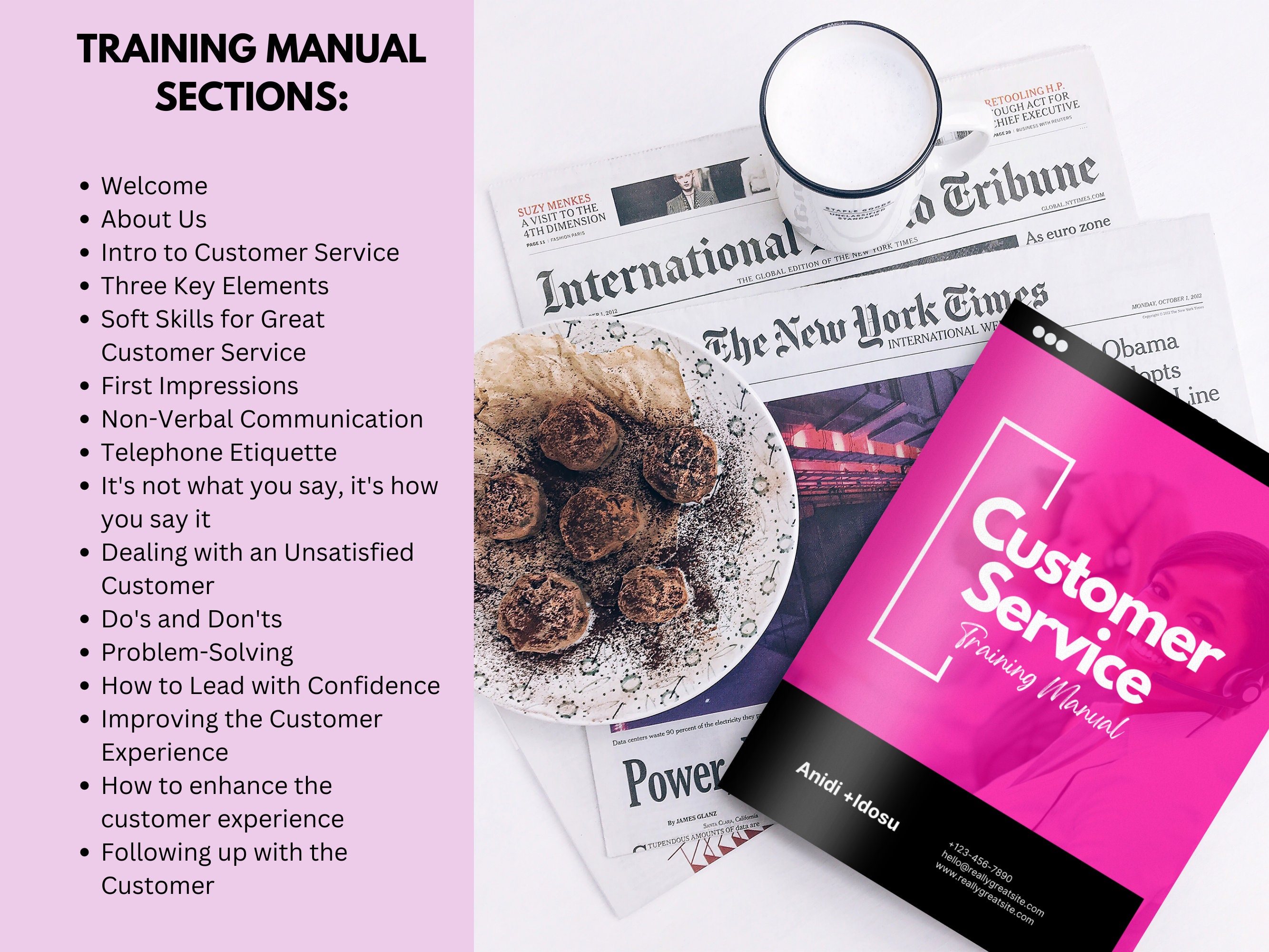 Customer Service Training Manual Template: Editable Employee Onboarding ...