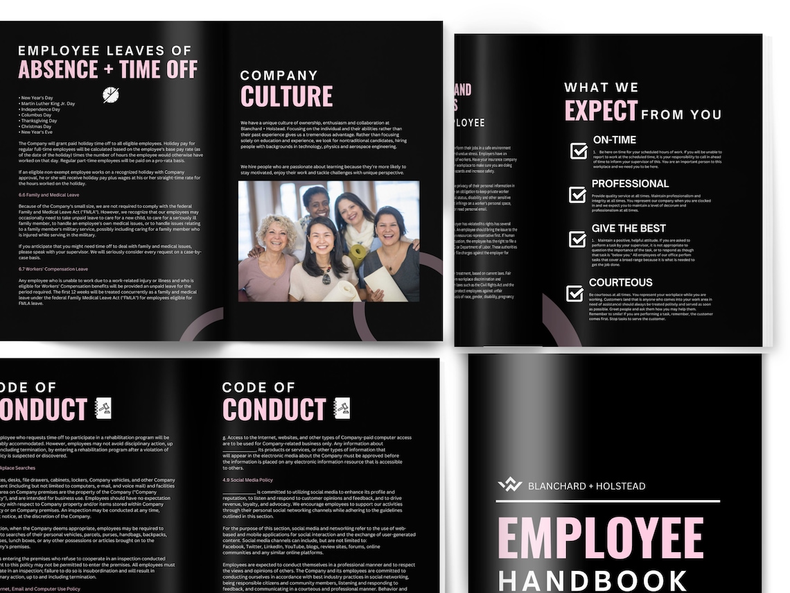 Employee Handbook, Company Handbook, Editable Employee Handbook, HR ...