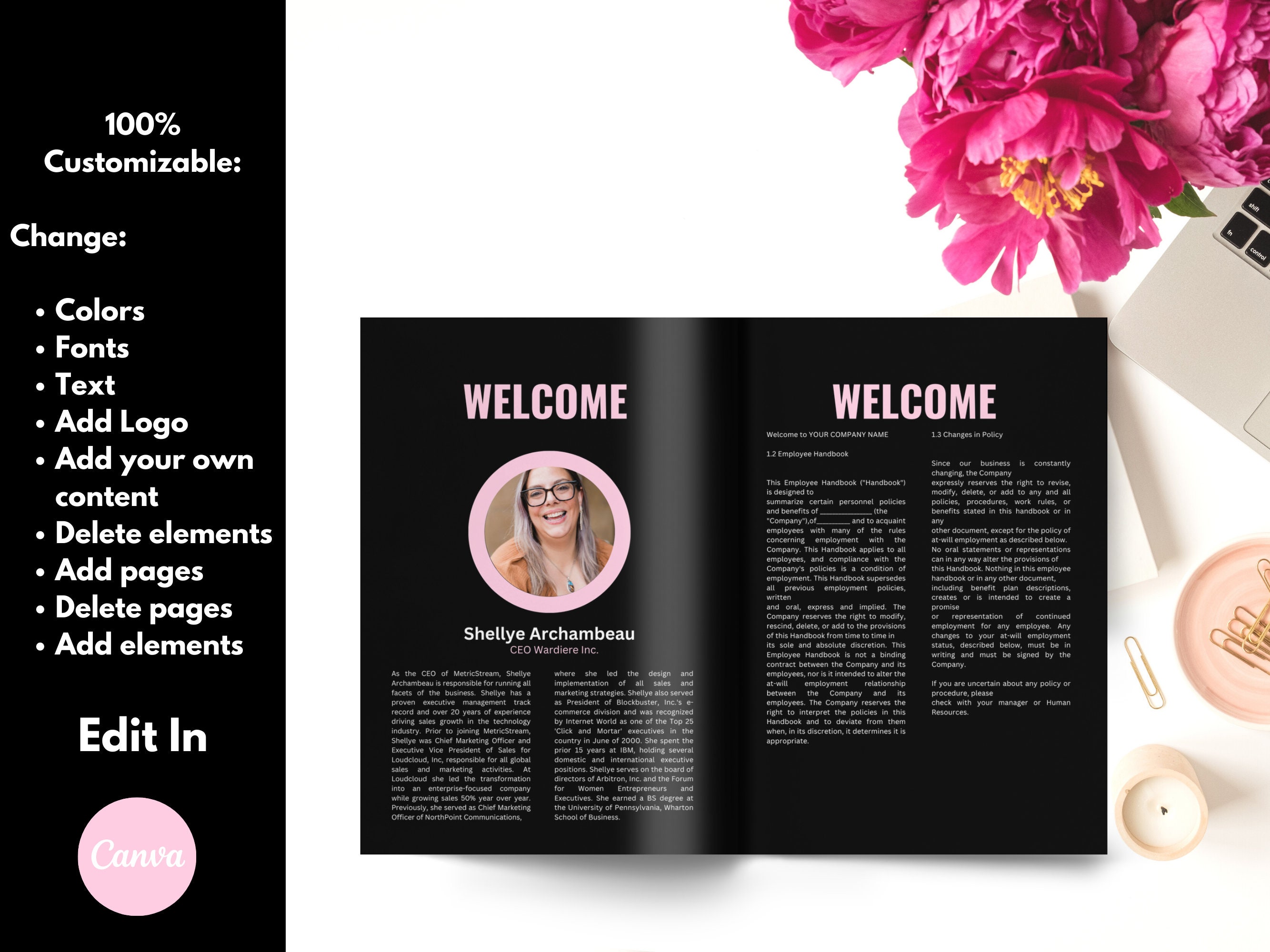 Employee Handbook, Company Handbook, Editable Employee Handbook, HR ...