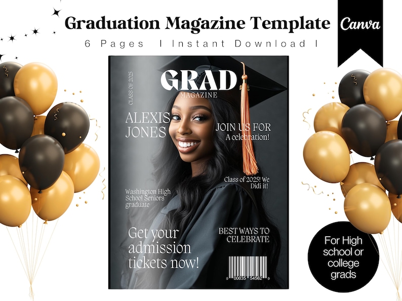 Editable Graduation Magazine Template | Personalized Grad Keepsake ...