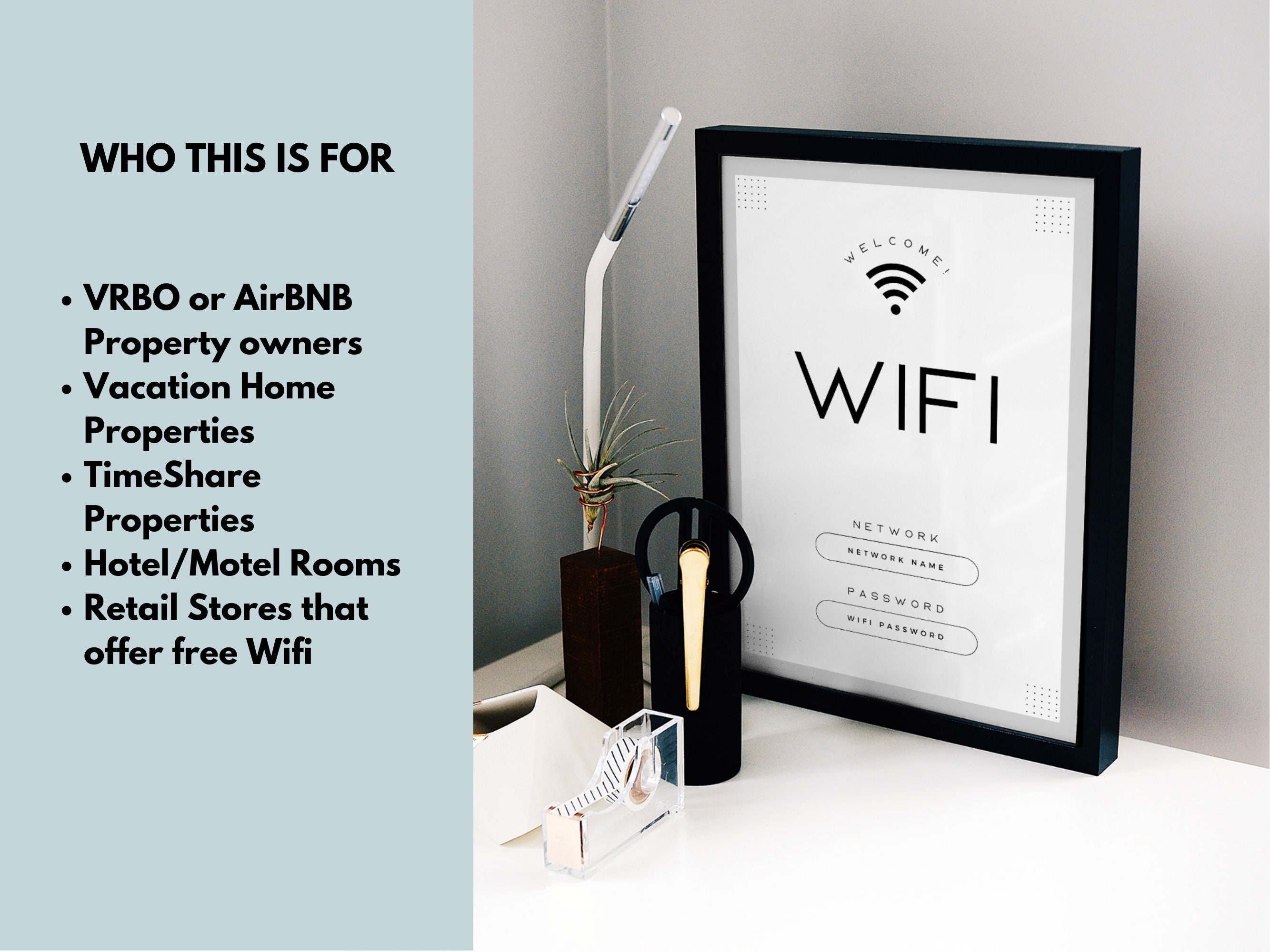 Wifi Password Sign, Airbnb Guest Wifi Sign, Wifi Details, Airbnb ...