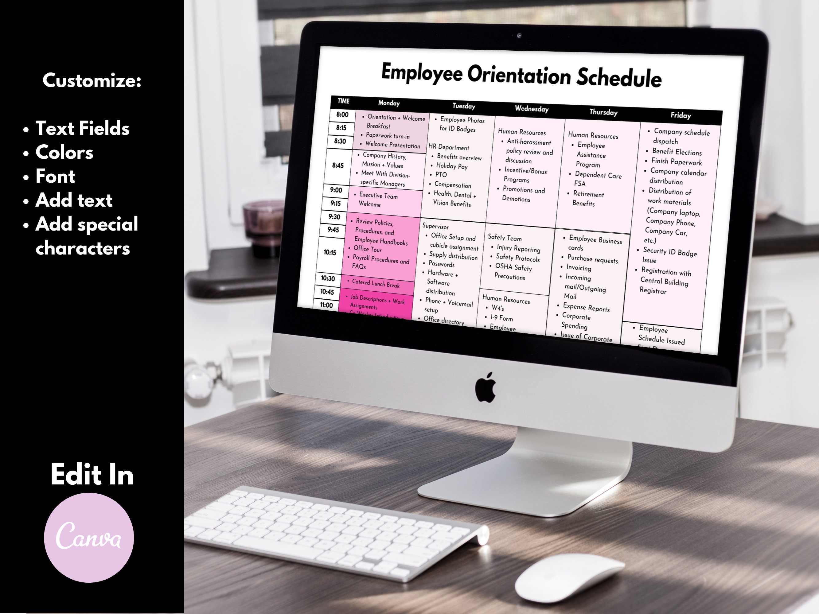Employee Onboarding Schedule Template: Editable New Hire Checklist ...