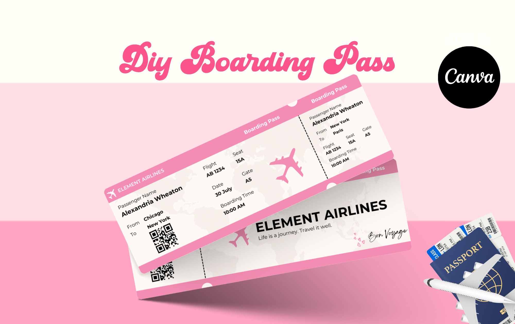 Diy Boarding Pass Plane Modern Boarding Pass Surprise Fake Airline