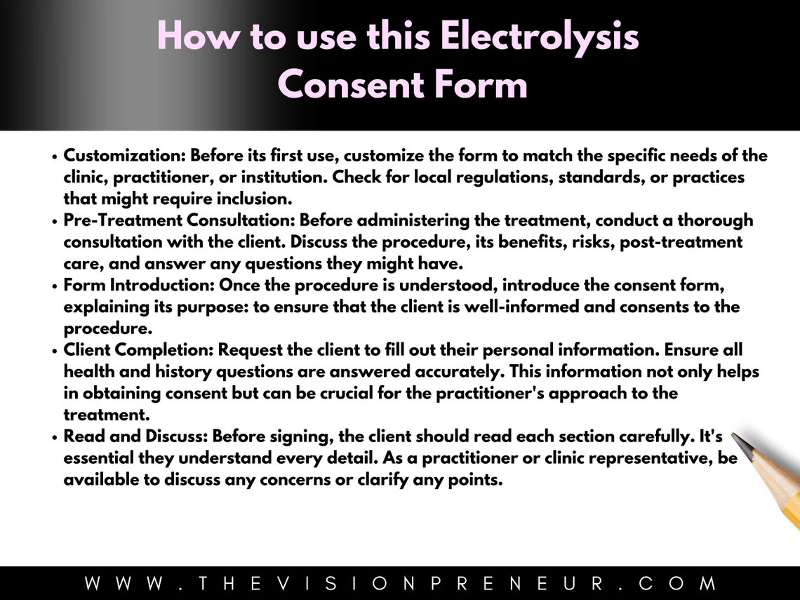 Electrolysis Consent Form Electrolysis Consent Form Template, Informed Agreement for Permanent ...