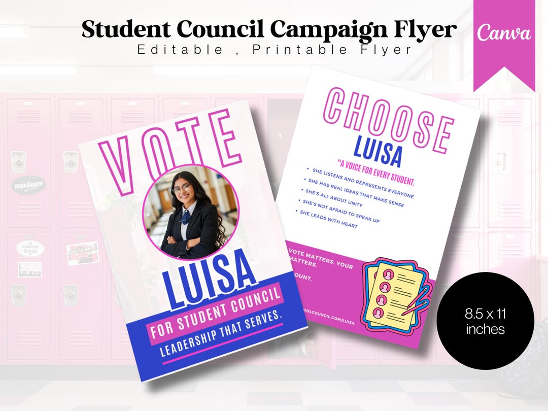 Student Council Campaign Flyer: Editable School Election Poster (canva ...