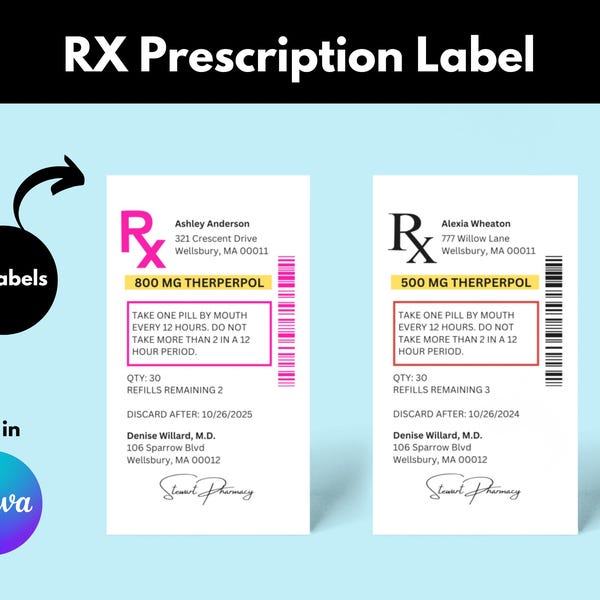 Rx Label - Etsy