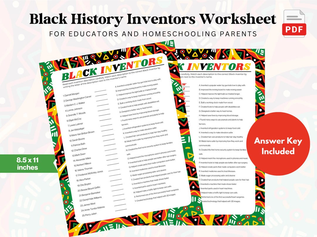 Black History Month Worksheet | Black Inventors Matching Activity ...