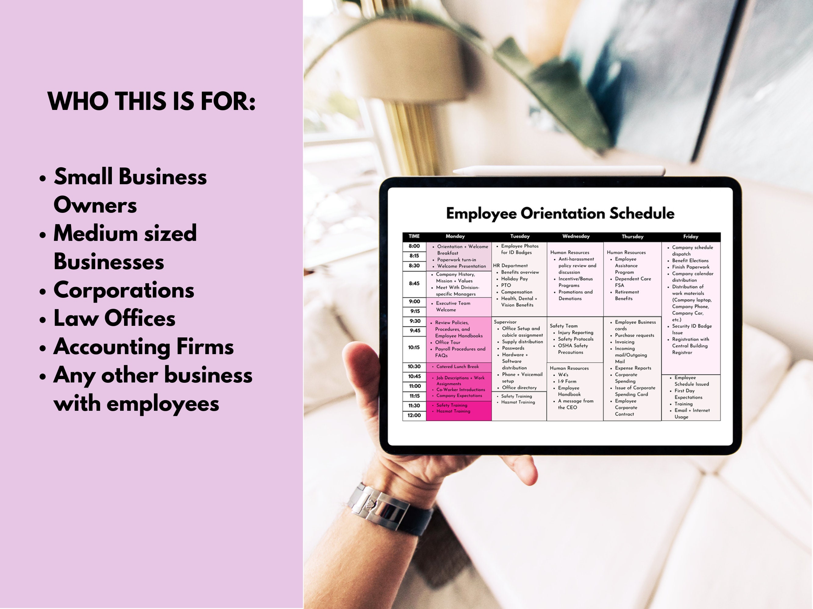 Employee Onboarding Schedule Template: Editable New Hire Checklist ...