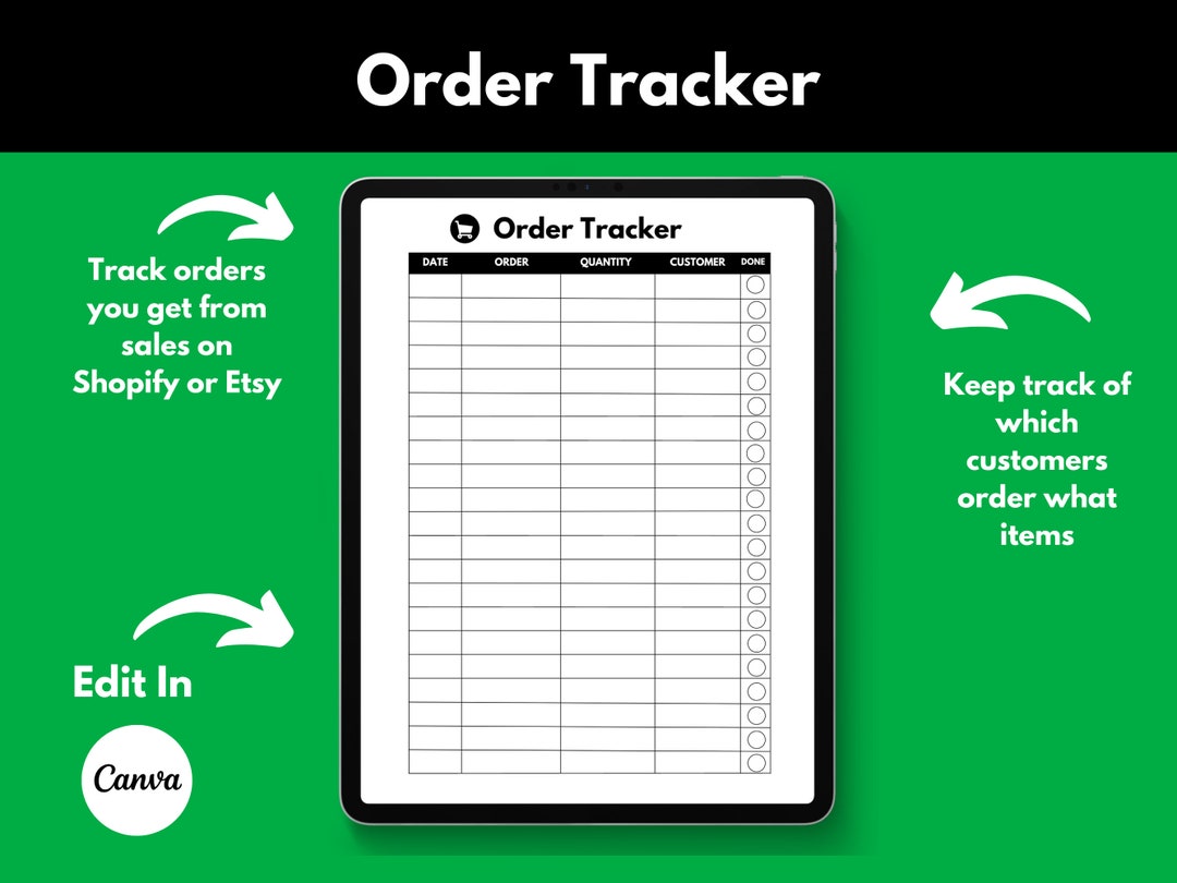 Order Tracker Form // Editable Order Form Tracker// Add Your Logo ...