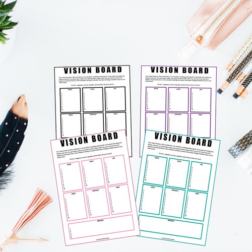 Vision Board Worksheet// Vision Board Checklist// Law of - Etsy