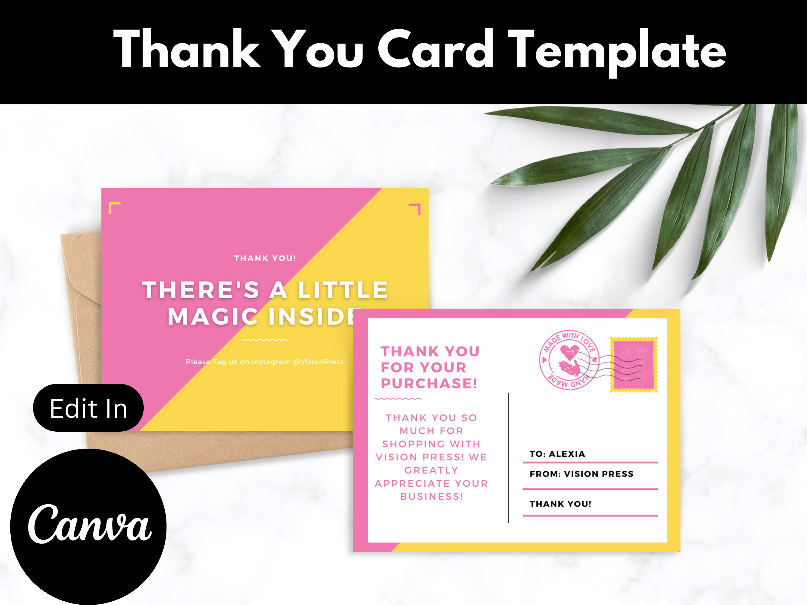 Thank You Post Card Template, Customer Thank You Insert, Small Business ...